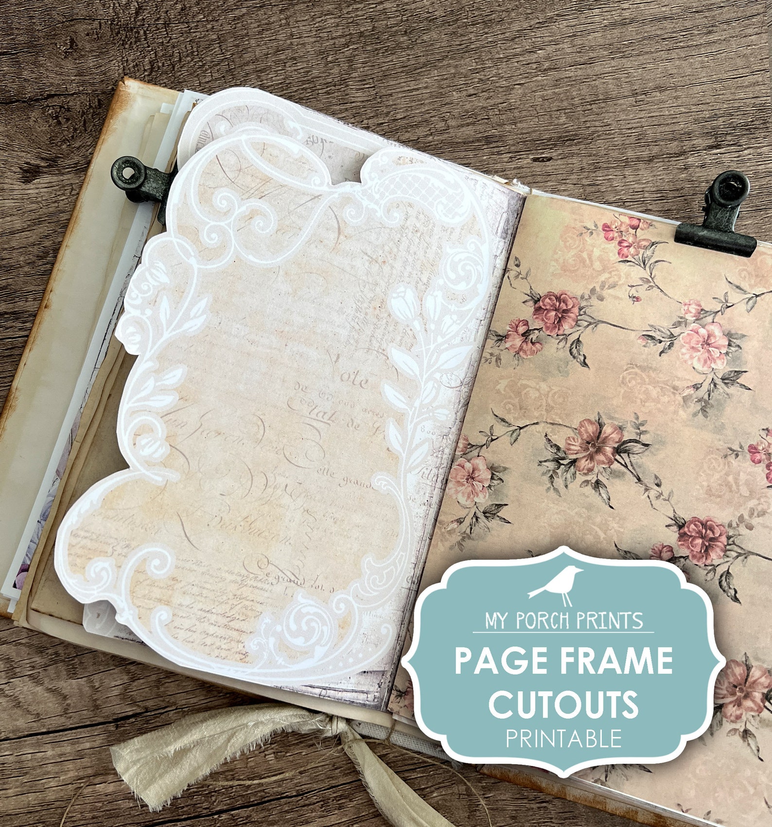 Junk Journal, Page Frame Cutouts, Insert, Decorative Design, Paper ...