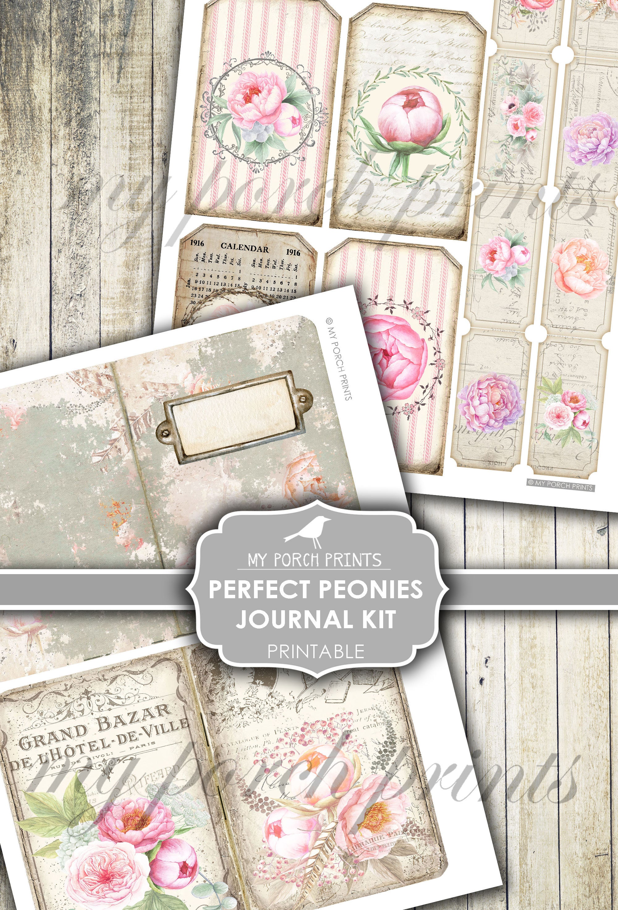 Junk Journal Peony Perfect Peonies Vintage My Porch - Etsy