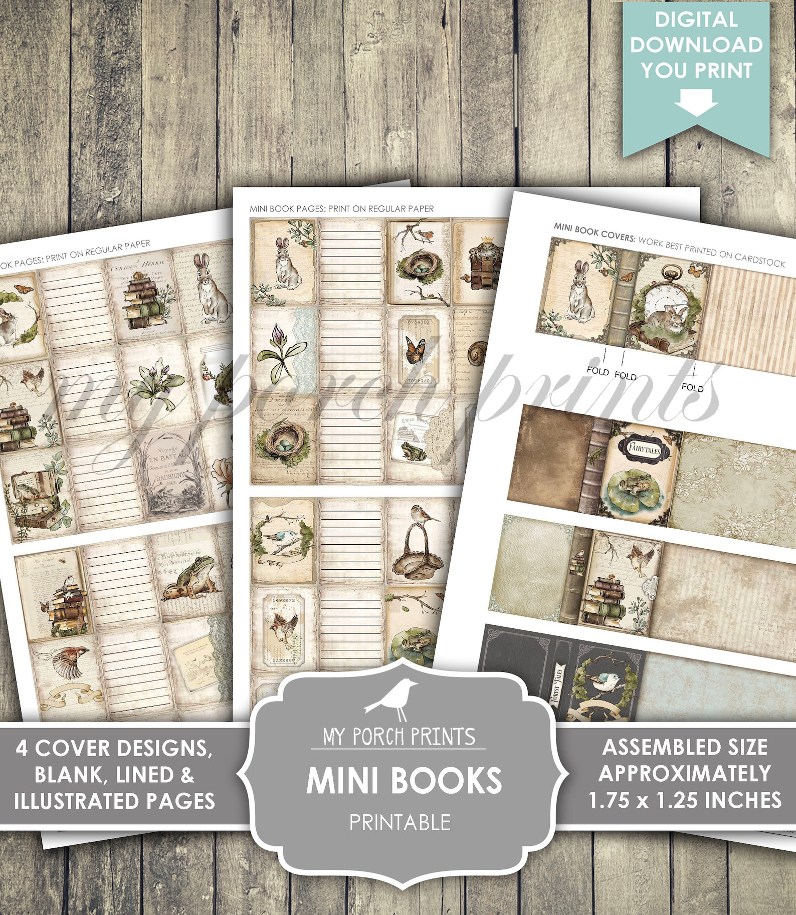 Mini Books, Once Upon A Forest, Junk Journal, Kit, Woodland, Fairytale ...