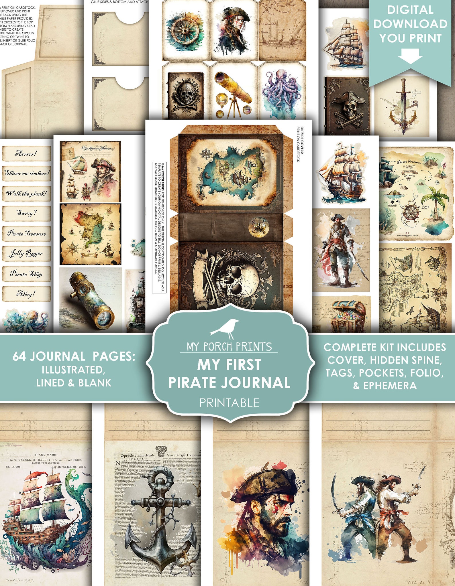 My First Pirate Junk Journal Beginner's Kit Kids Boys Children Guy Book ...
