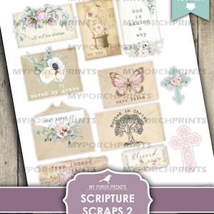 Scripture Scraps 2, Junk Journal, Bible Journaling, Stickers, Verse ...