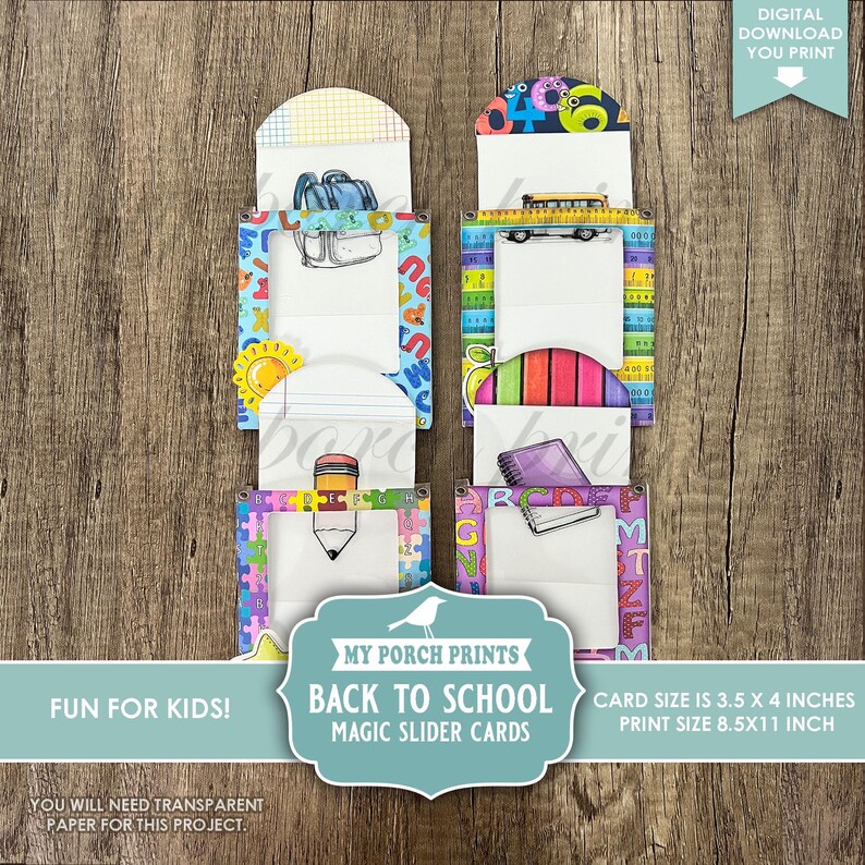 Back to School Magic Slider Cards, Junk Journal Kids Teacher Gift Color ...