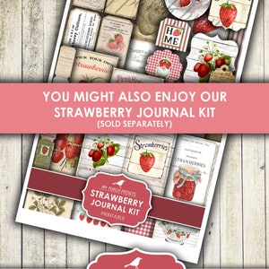 Strawberry Ephemera Pack, Shabby, Vintage, Strawberries, Red, Recipe ...