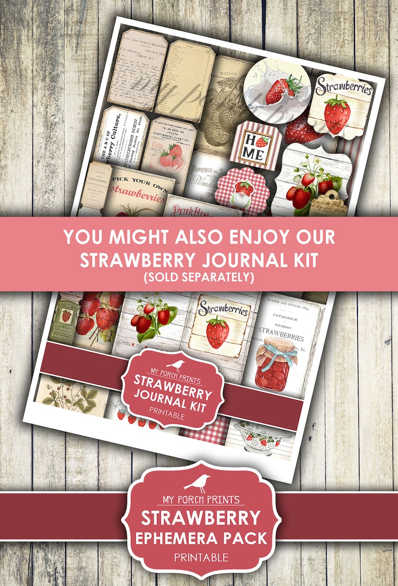 Strawberry Ephemera Pack Shabby Vintage Strawberries Red - Etsy