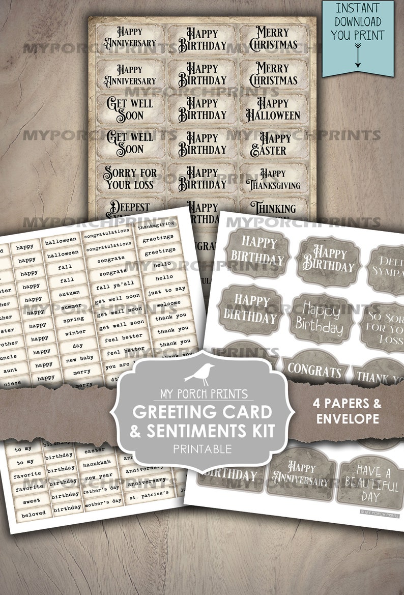 Greeting Card Sentiments Kit Words Happy Birthday - Etsy