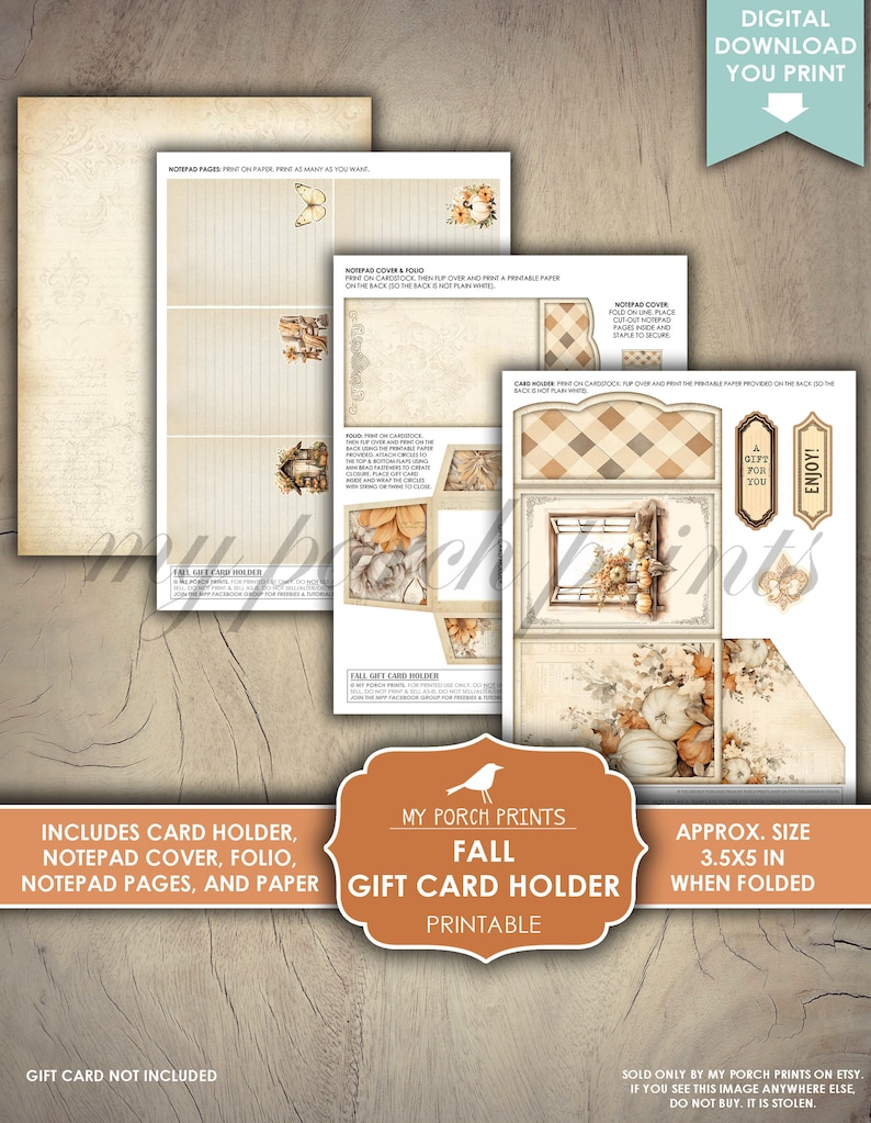 Fall Gift Card Holder, Junk Journal, Coffee, Card, Certificate ...