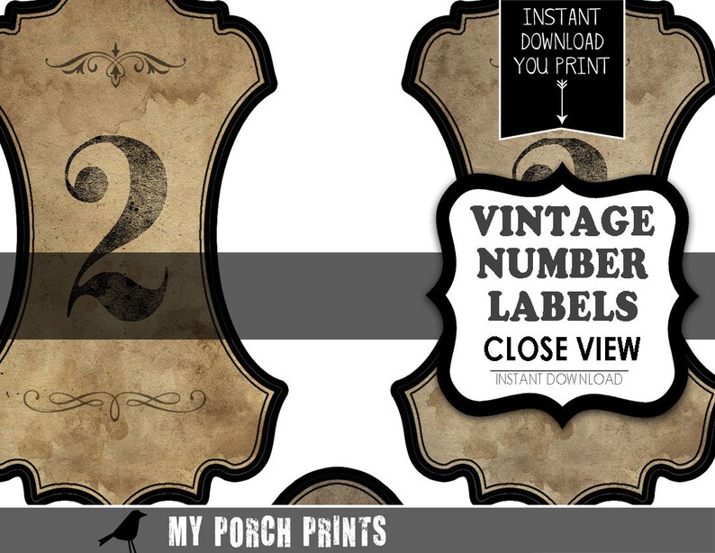 Number Labels Vintage Junk Journal Wedding Table Numbers | Etsy Canada