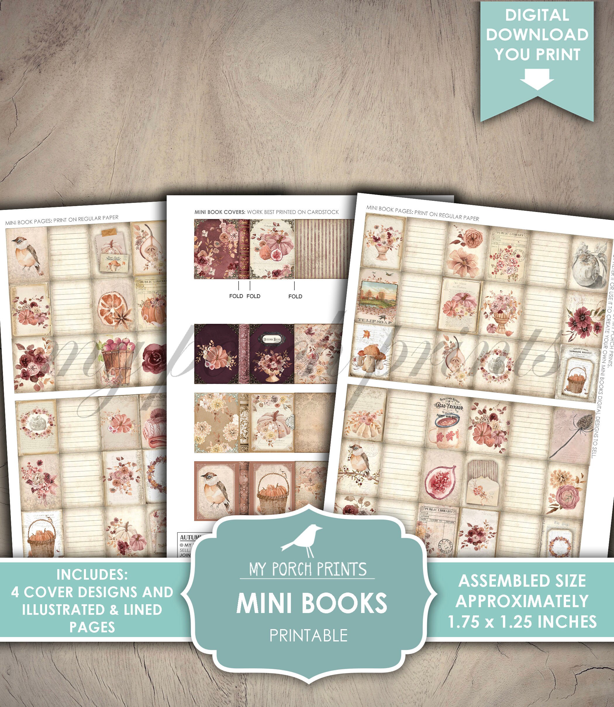 Mini Books, Autumn, Blush, Vintage, Miniature, Fall, Book, Apple ...