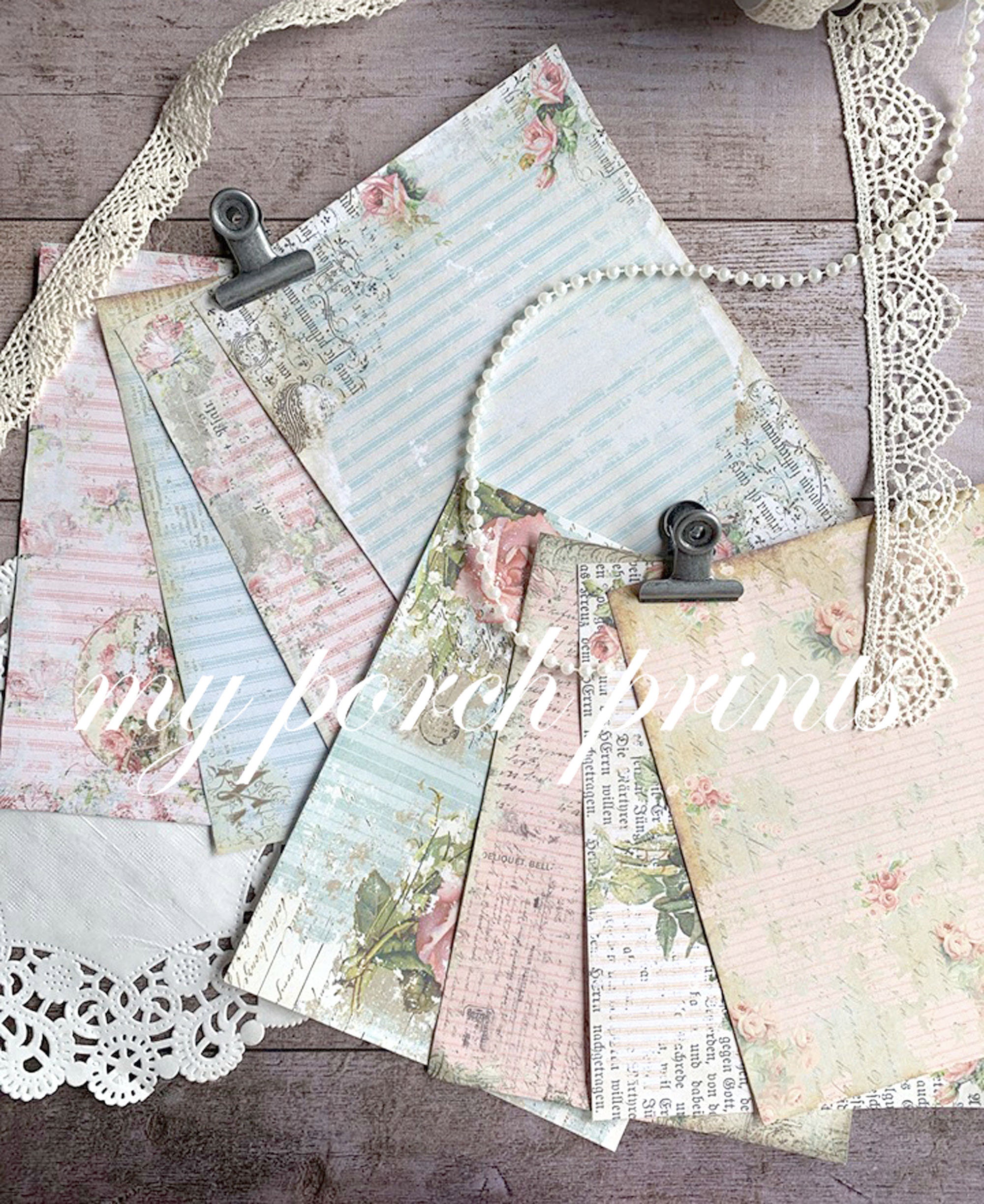 Shabby Ticking Stripe Papers, Junk Journal, Printable, Ephemera, Chic ...