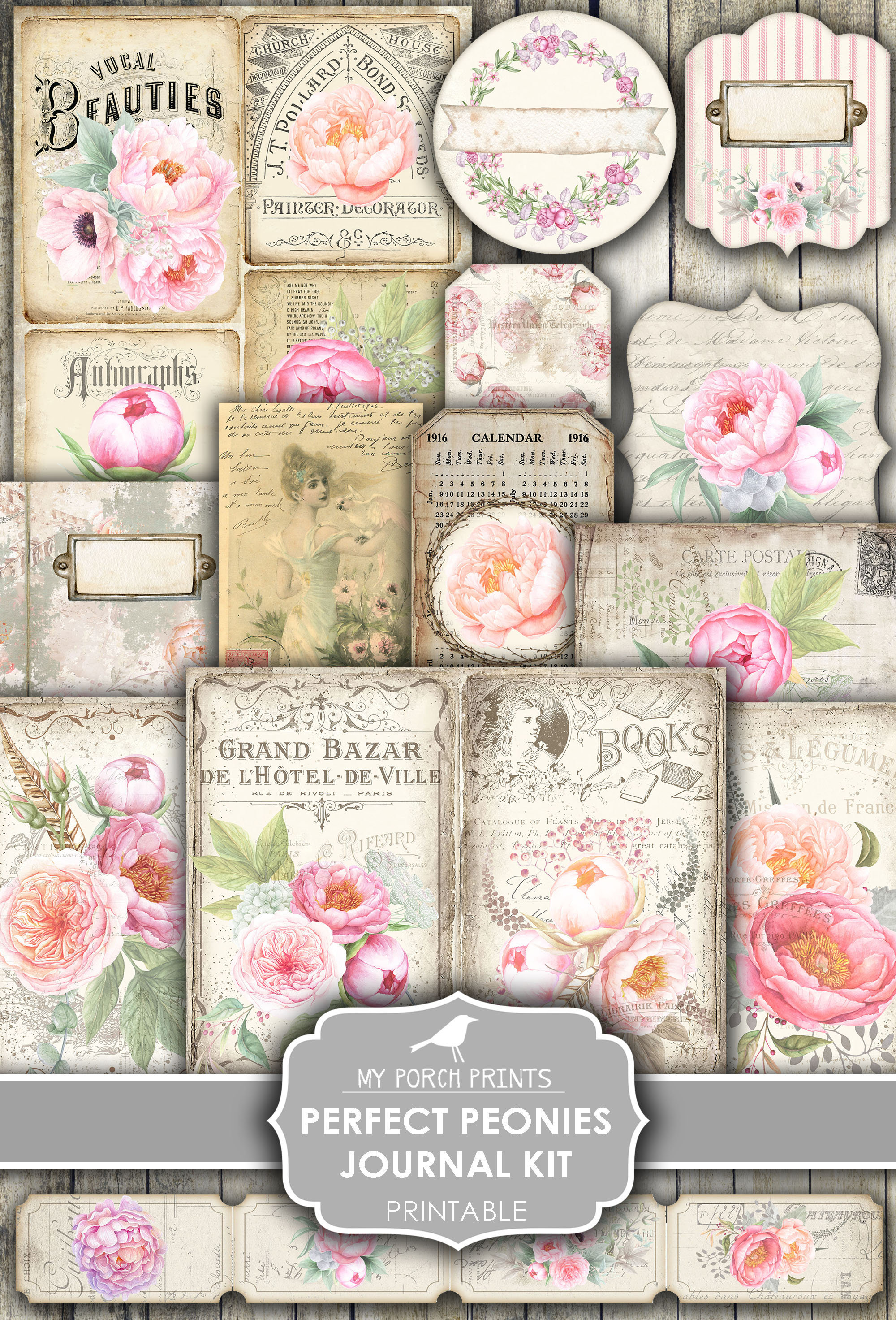Digital Paper Design for Decoupage Scrapbooking and Junk Journals ...