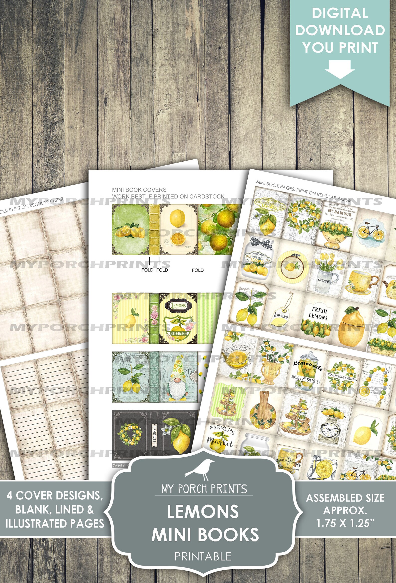 Mini Books, Lemons, Junk Journal, Yellow, Fruit, Lemon Journal, Summer ...