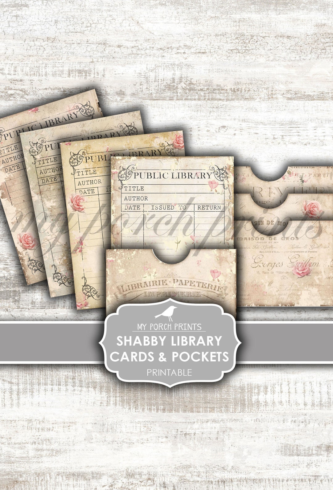 Junk Journal, Shabby, Library Cards, Pockets, ATC, Pink, Craft Kit, Tag ...