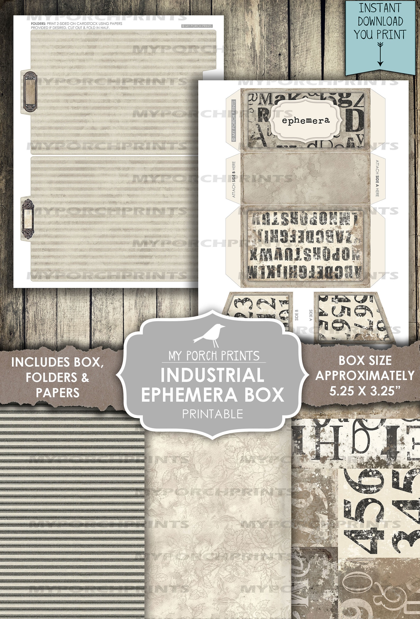 Ephemera, Box, Industrial, Junk Journal, Grunge, Storage, My Porch ...