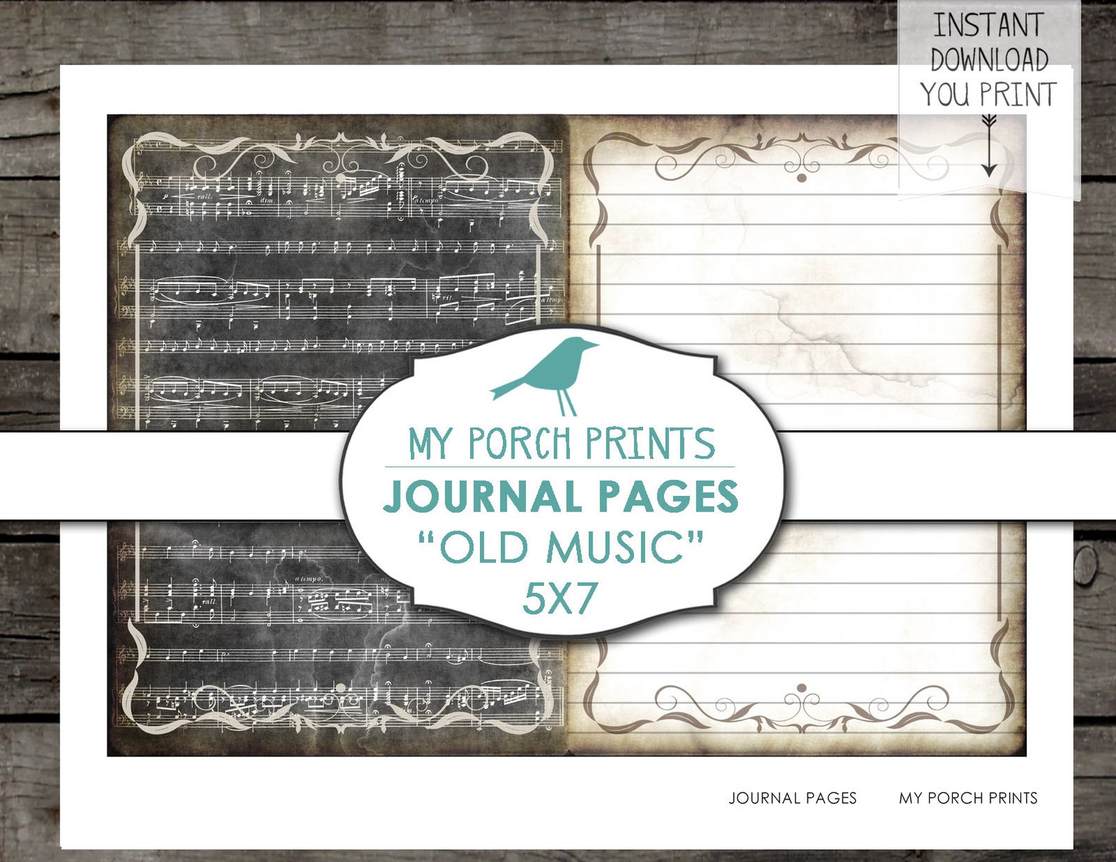Printable Music Journal Pages, Old Music Vintage 5x7 Junk Journal Kit ...