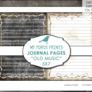 Printable Music Journal Pages, Old Music Vintage 5x7 Junk Journal Kit ...
