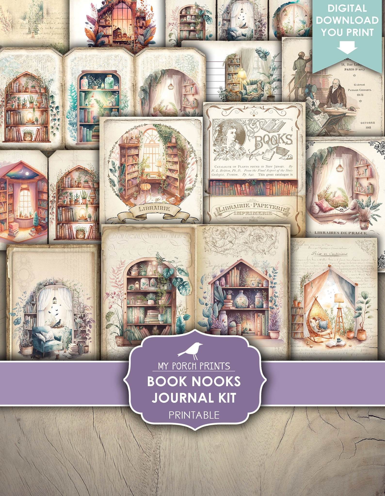 Junk Journal Book Nooks Kit Nook Library Book Lover - Etsy