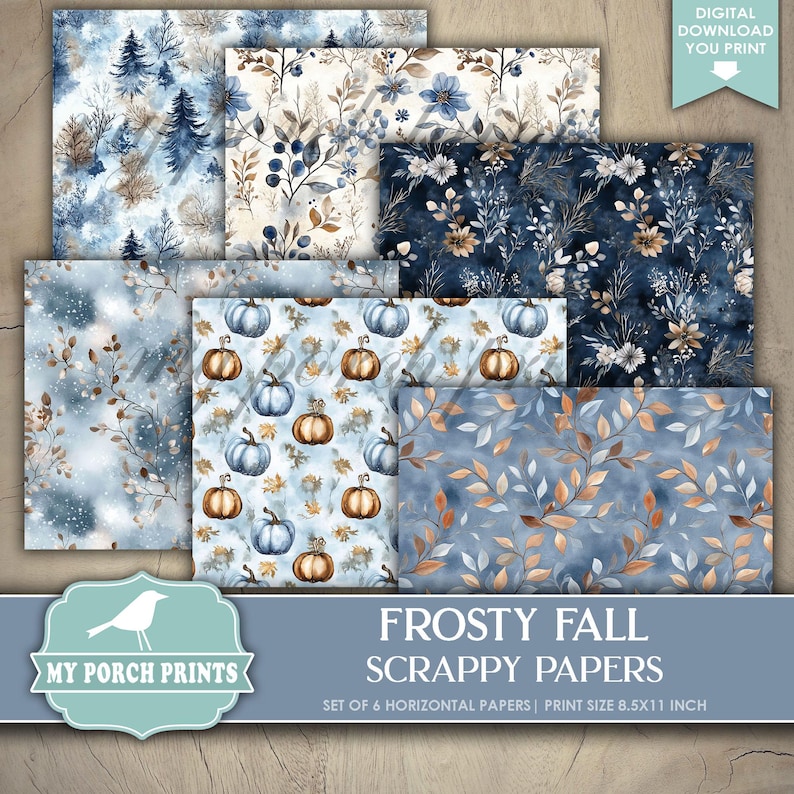 Frosty Fall Scrappy Papers, Junk Journal, Pages, Winter, Autumn ...