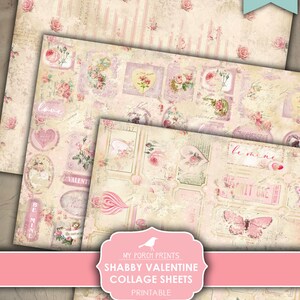 Junk Journal, Shabby, Valentine, Collage Sheets, Papers, Valentines Day ...