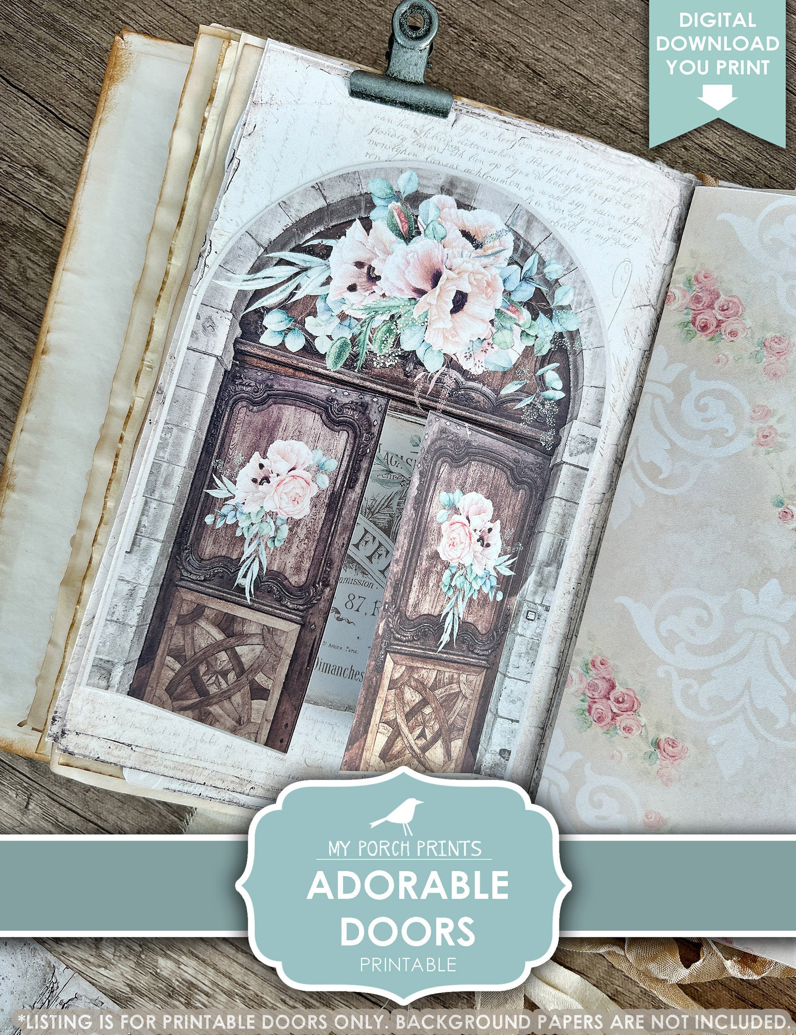 Adorable Doors, Junk Journal, Door, Open, Gift, Card, Cover, Wood ...