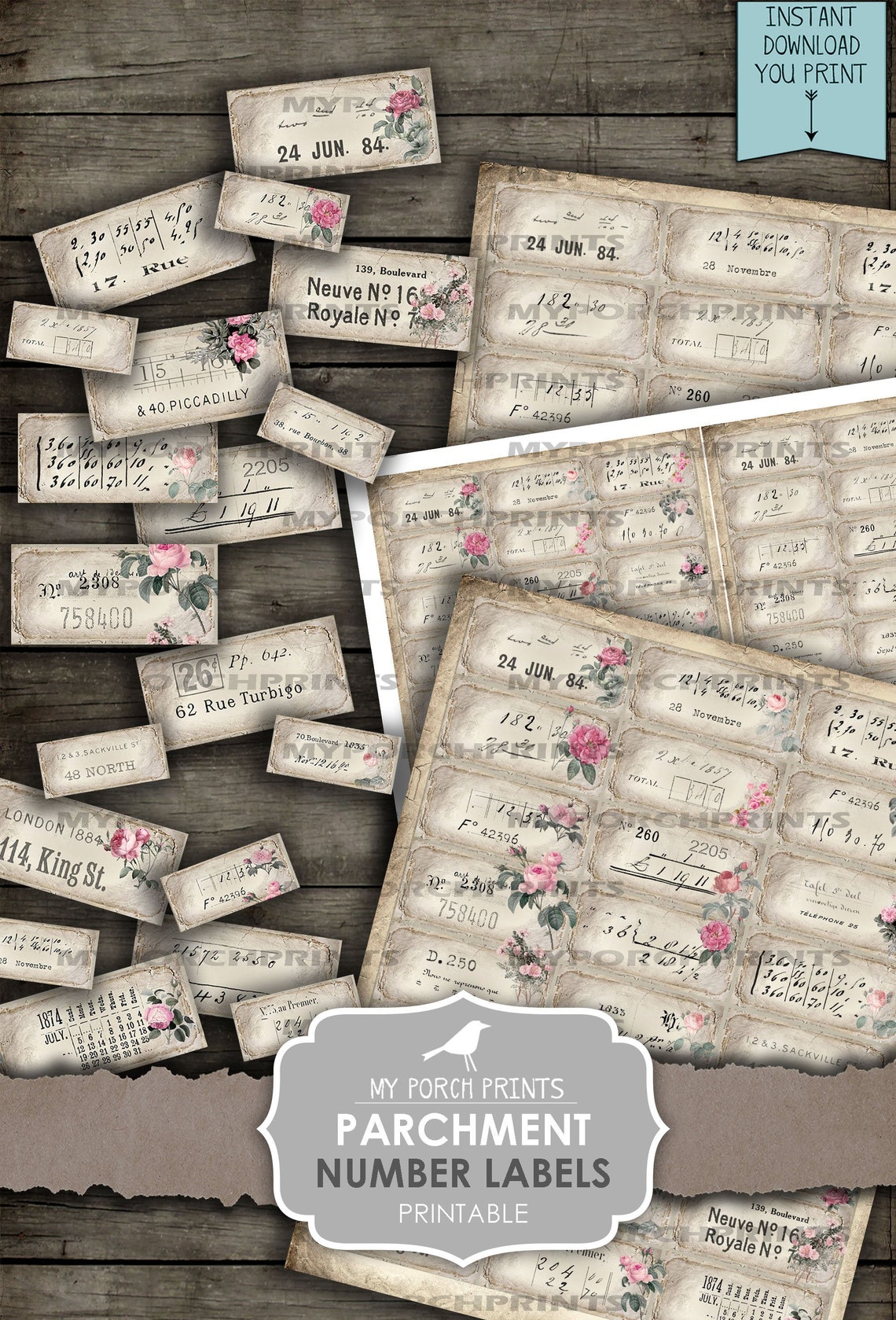 Parchment, Number, Labels, Junk Journal, Definition, Script, Shabby ...