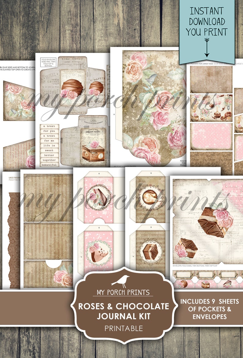 Junk Journal Kit Chocolate Roses Valentines Day Pink - Etsy