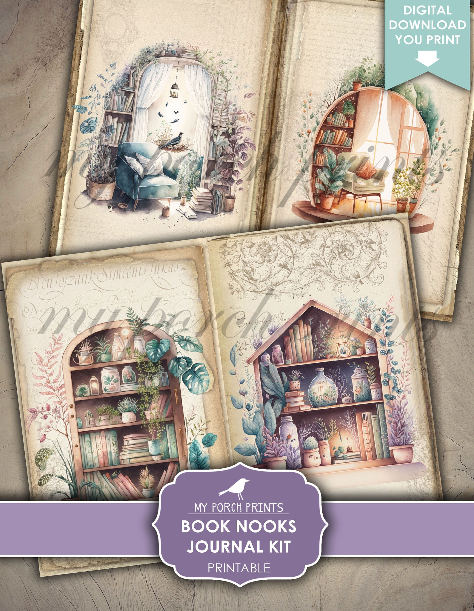 Junk Journal Book Nooks Kit Nook Library Book Lover - Etsy