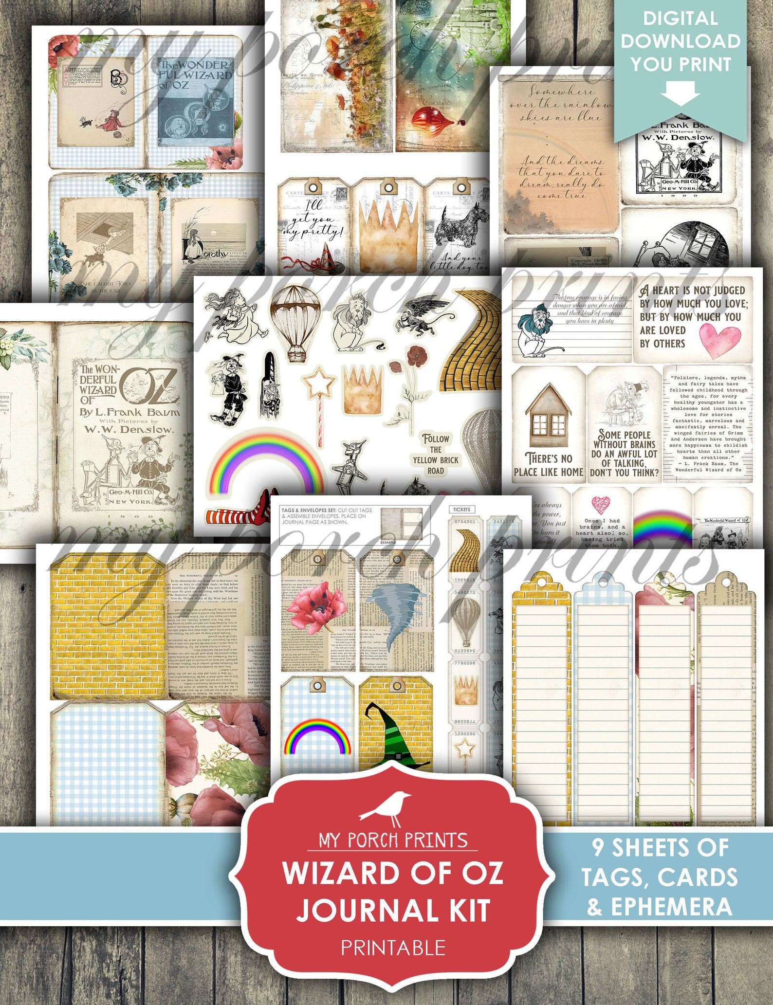 Junk Journal Kit Wizard of Oz Wicked Witch Dorothy Yellow - Etsy