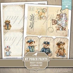 Teddy Bears Junk Journal Kit, Vintage, Bear, Children, Boy, Girl, Baby ...