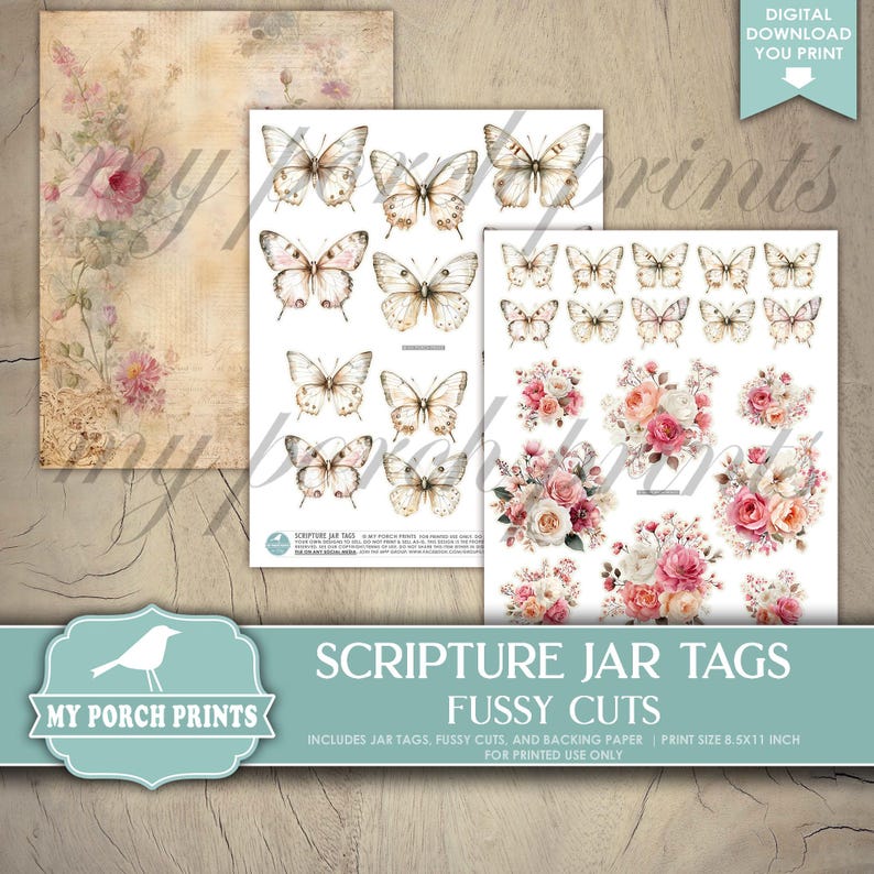 Scripture Jar Tags FUSSY CUTS, Junk Journal, Bible, Verse, Bookmark ...