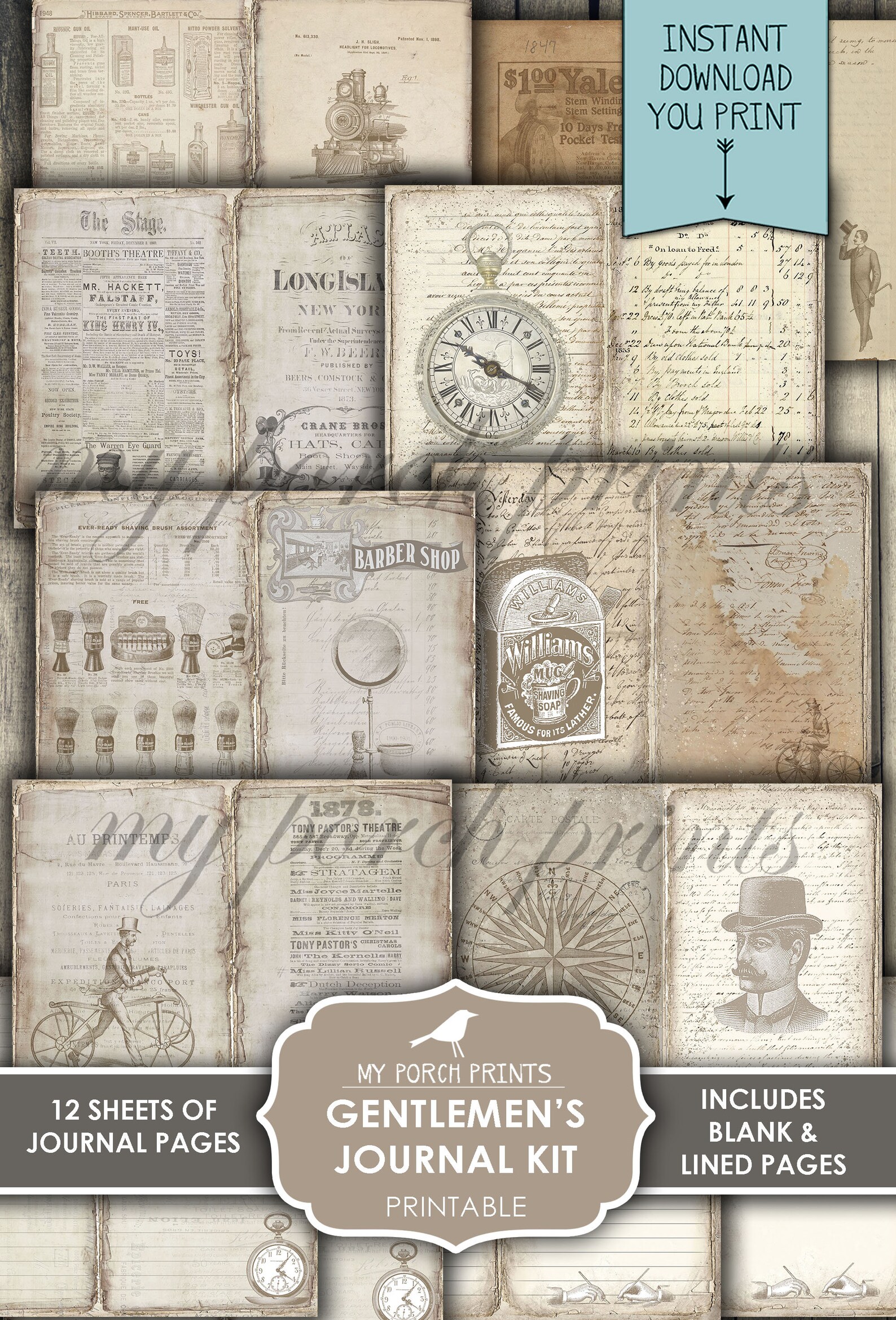 Gentlemen Junk Journal Man Him Masculine Fathers Day - Etsy