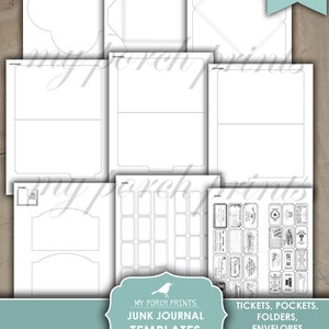 Junk Journal Kit Template, Ink Saver, Black, White, Template, Folder, Envelopes, Pockets ...