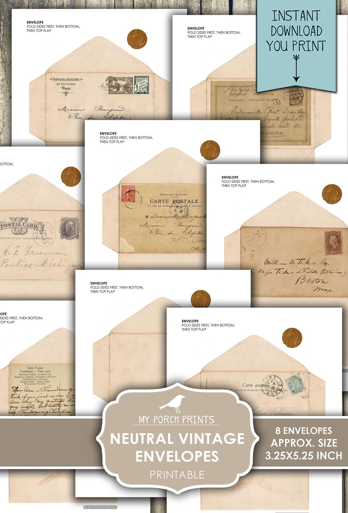 Envelopes Neutral Vintage Junk Journal Postcard Letter - Etsy