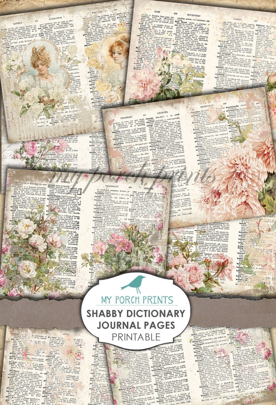 Dictionary Book Pages 100 Large Vintage approx 8x11 Painting Printing ...