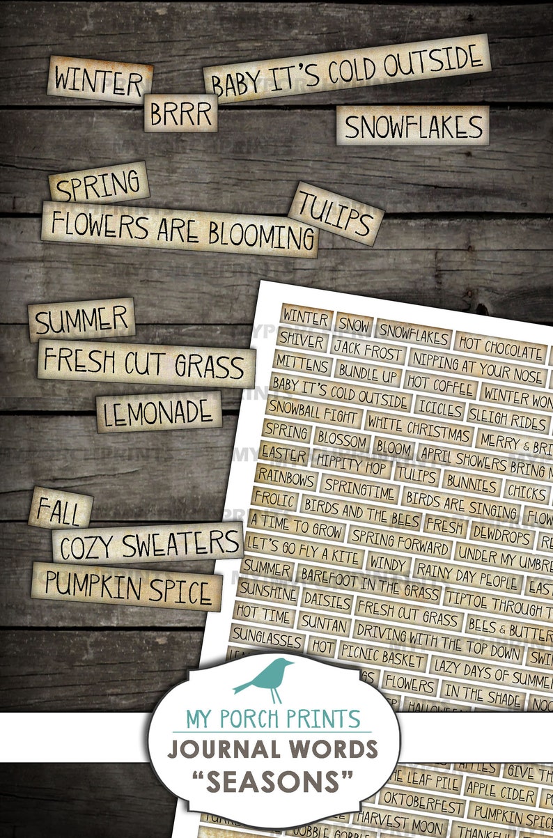 Seasons Journal Words, Inspirational, Mixed Media, Winter, Spring ...