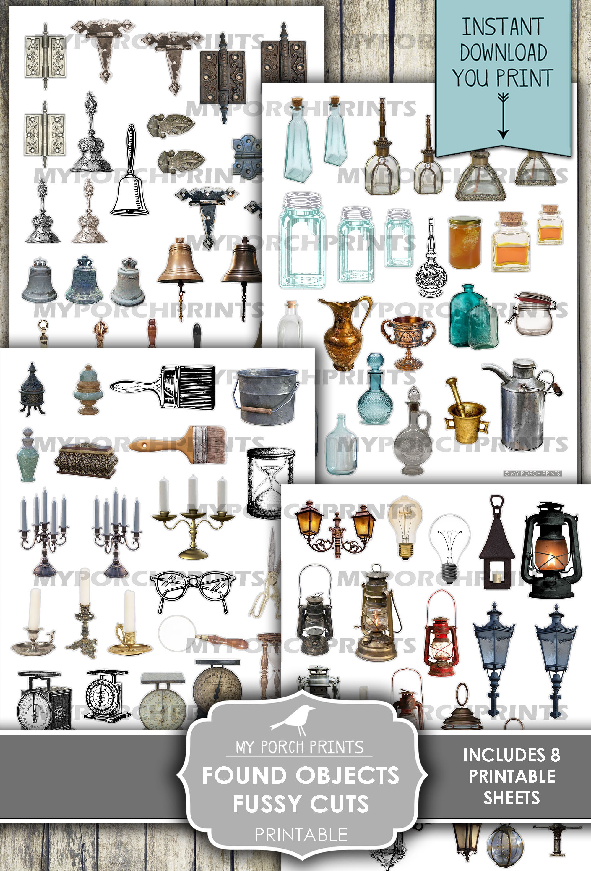 Junk Journal Ephemera, Fussy Cut, Found Object, Clock, Key, Antique ...