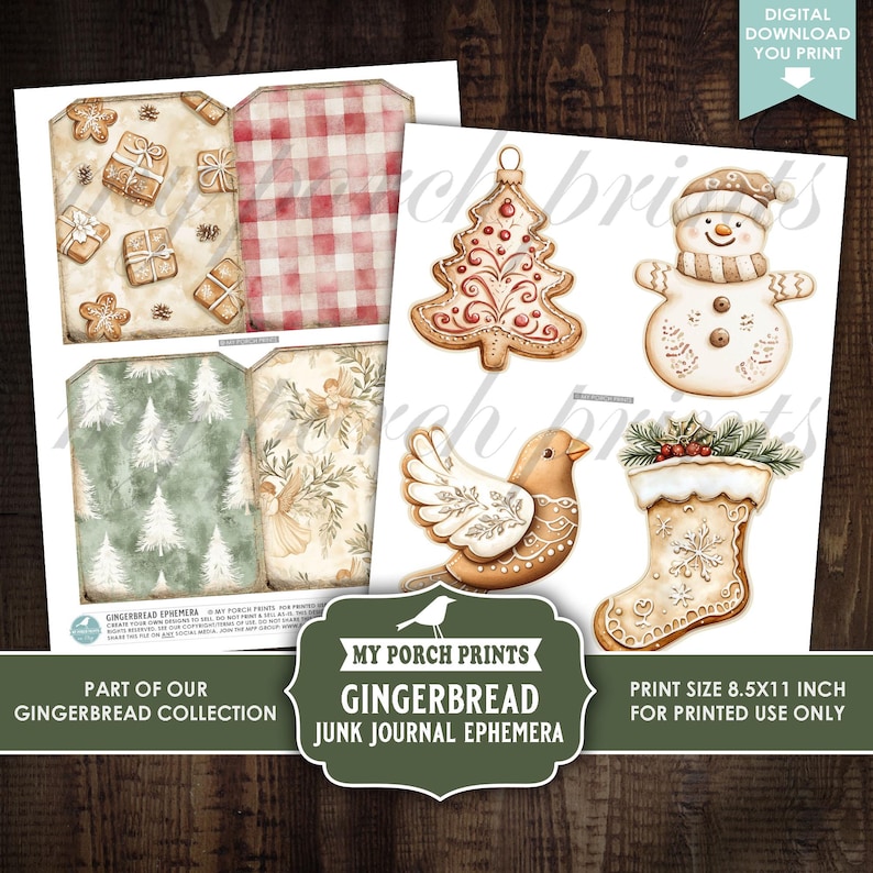 Gingerbread Junk Journal EPHEMERA, Kit, Vintage, Holiday, Cookie ...