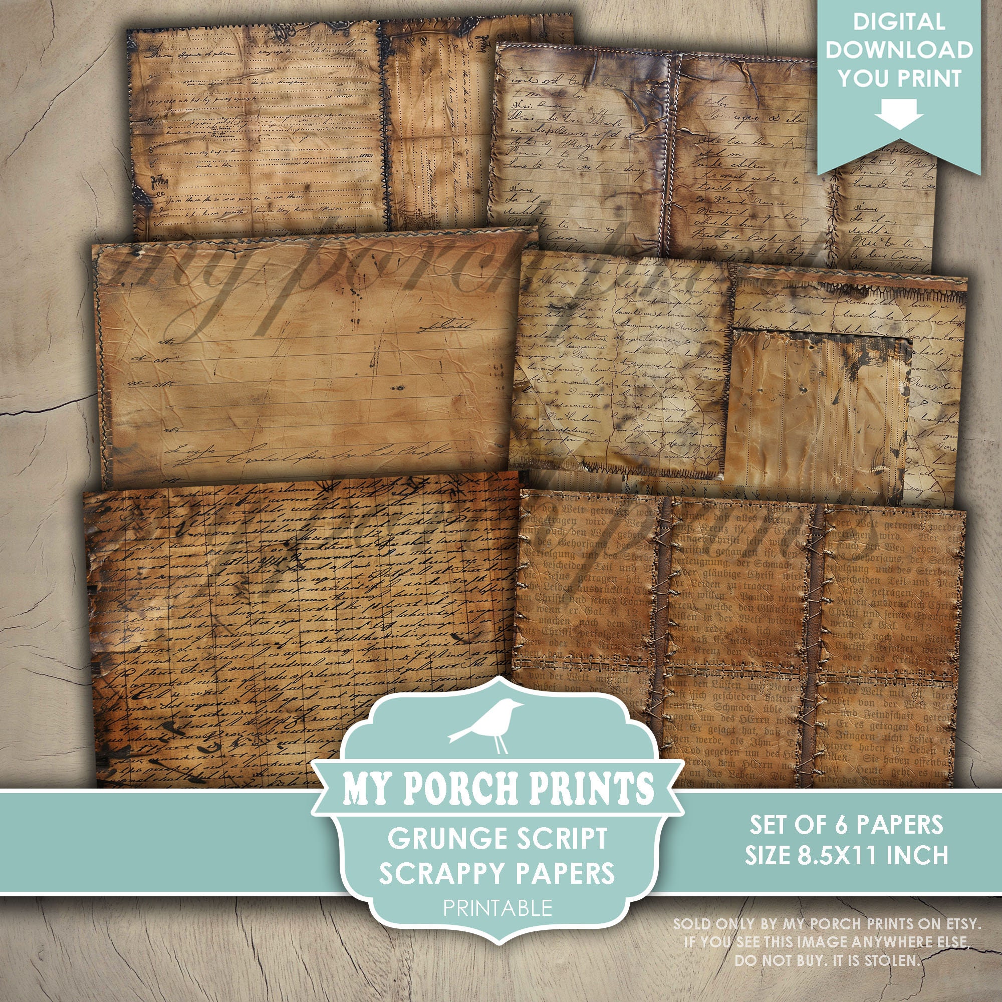 Grunge Script Scrappy Papers, Junk Journal, Men, Neutral, Masculine ...