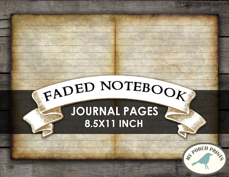 Faded Notebook, Junk Journal, Pages, Paper, 8.5x11 Inch, Book, Grunge ...