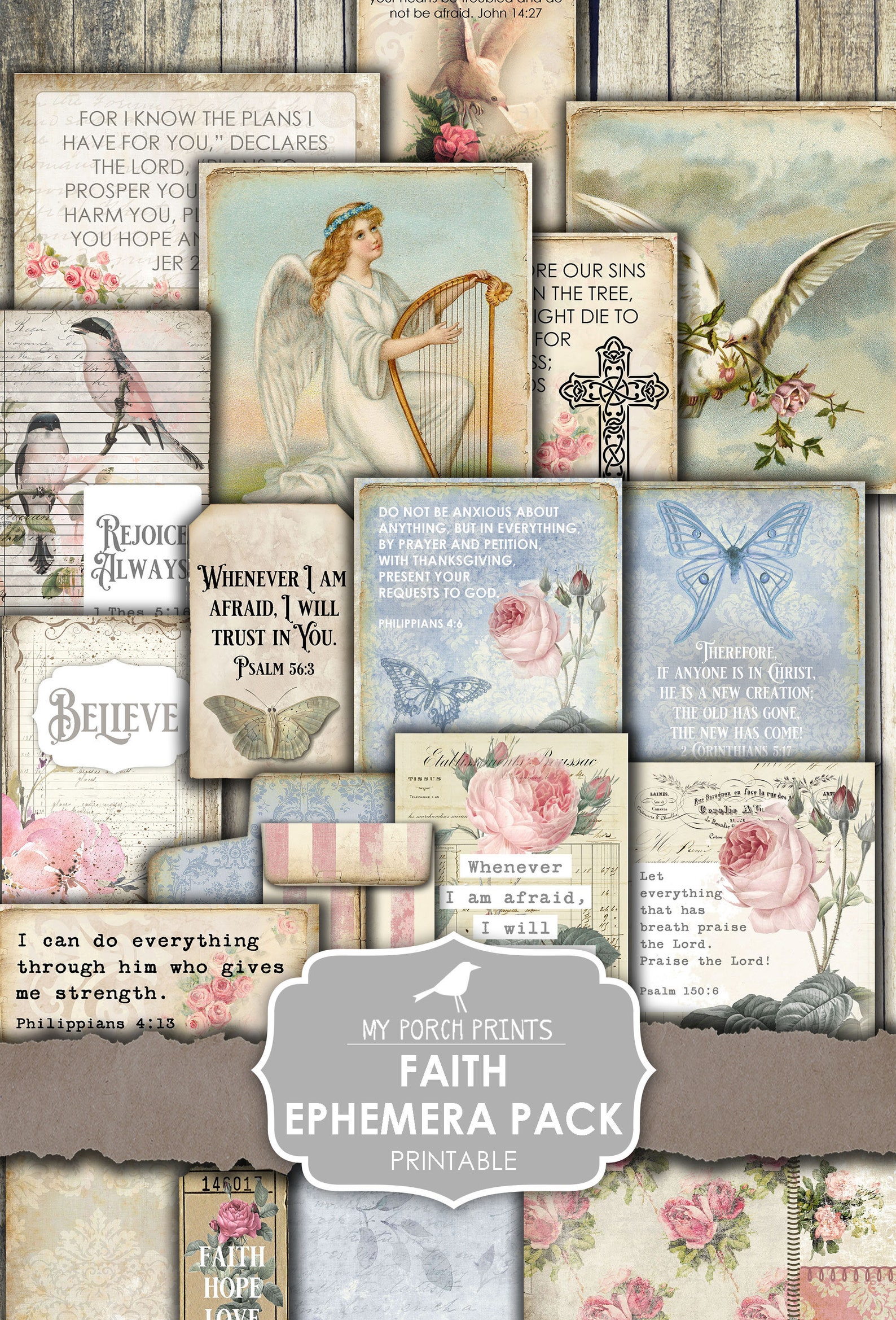 Junk Journal, Faith, Ephemera Pack, Prayer Journal, Kit, Christian ...