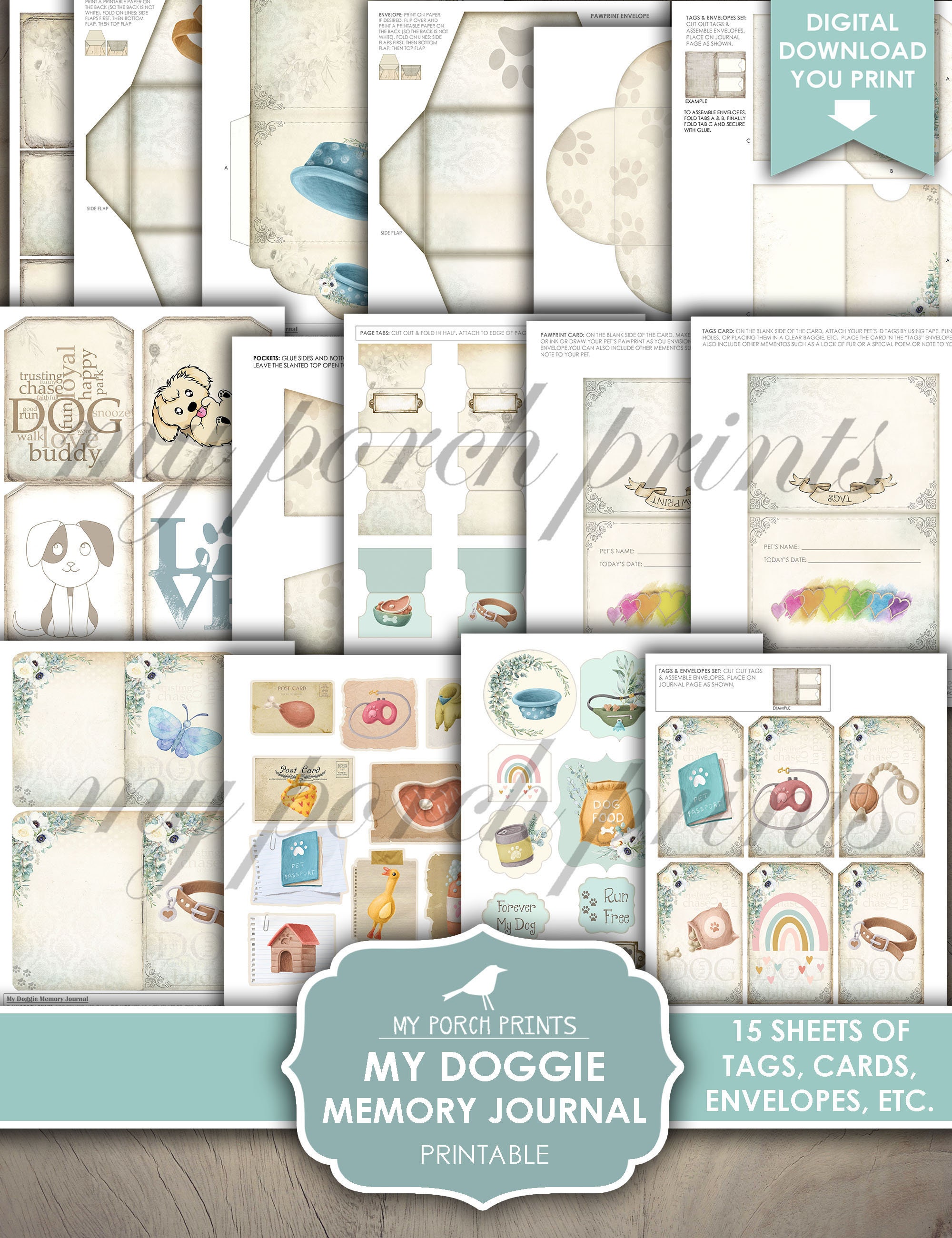 Junk Journal Dog Memory Pet My Doggie Grief Loss - Etsy