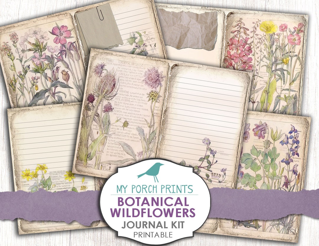 Botanical Wildflowers, Junk Journal Kit, Pages, Papers, Ephemera ...