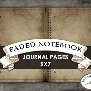Faded Notebook, Journal Page, Book, Vintage, 5x7, Junk Journal, Grunge ...