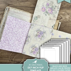 5x7 Inch Flip Template, Junk Journal, Kit, Black and White, Folder ...