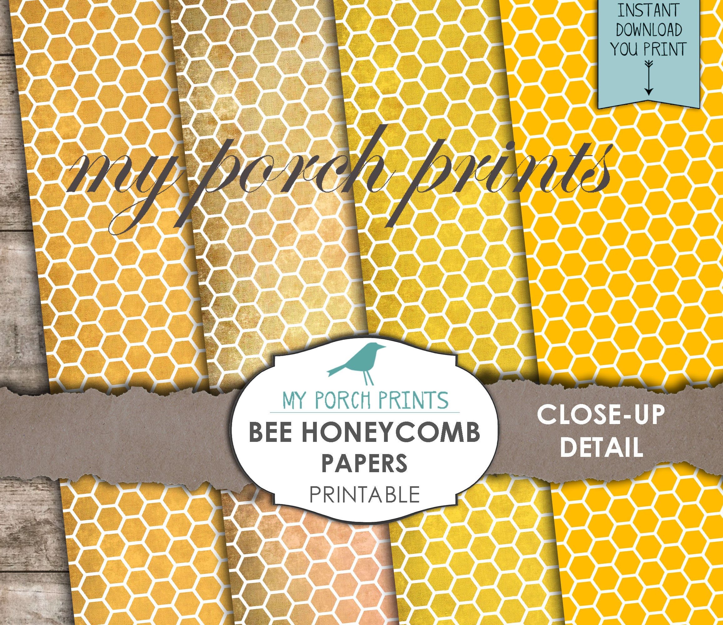 Junk Journal, Bee, Honeycomb, Printable, Papers, Yellow, Beekeeper ...