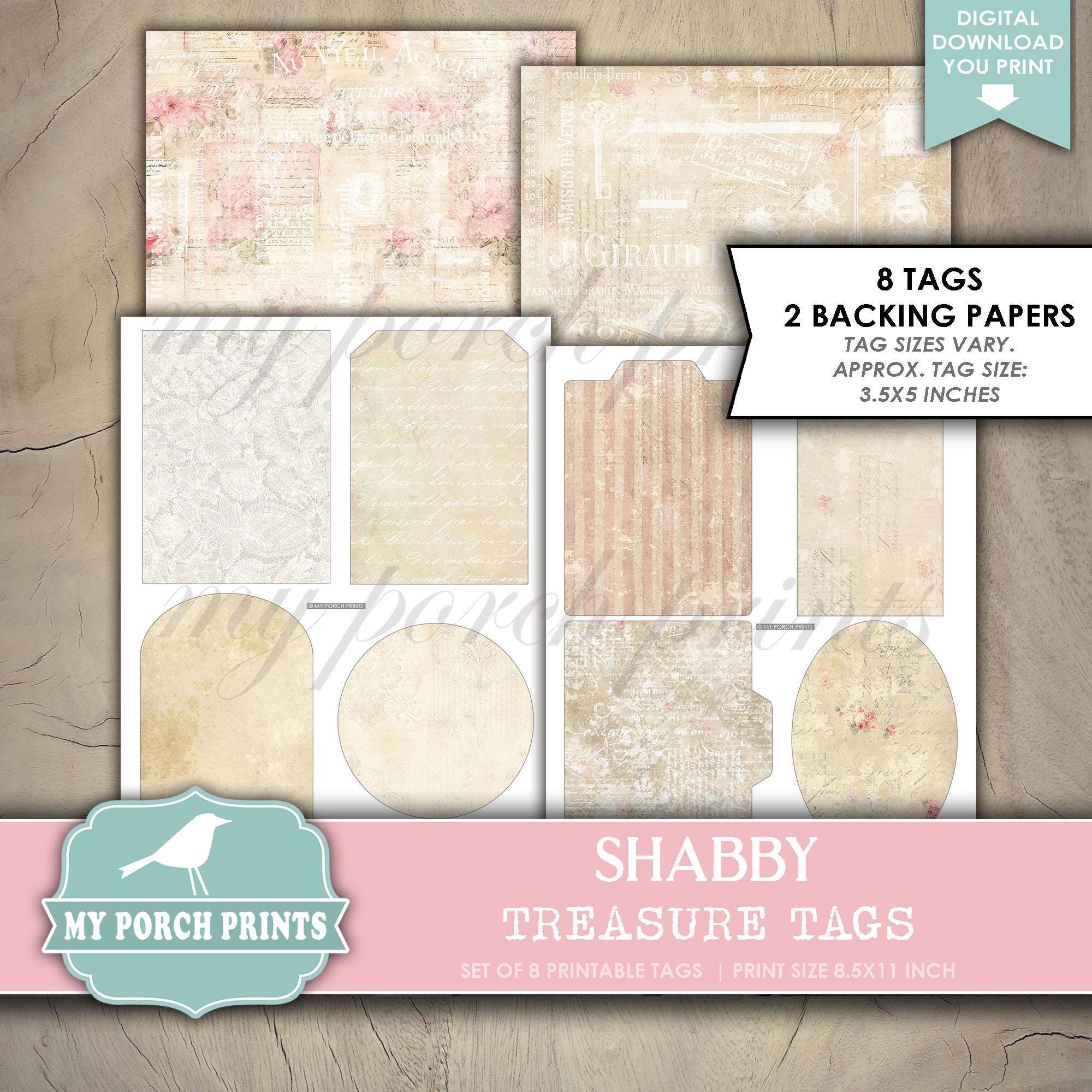 Shabby Treasure Tags Kit, Junk Journal, Ephemera, Fussy Cuts, Pink, Tag ...