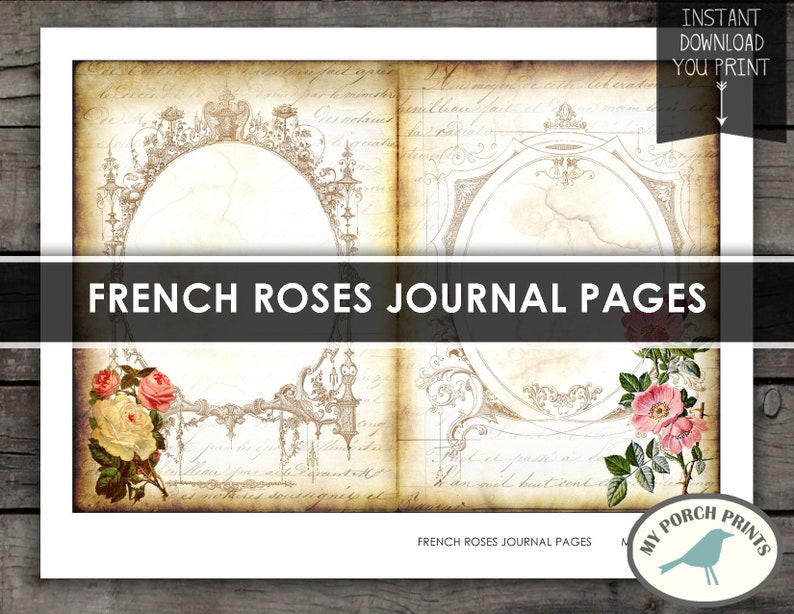 Junk Journal French Roses Journal Pages Valentine's - Etsy