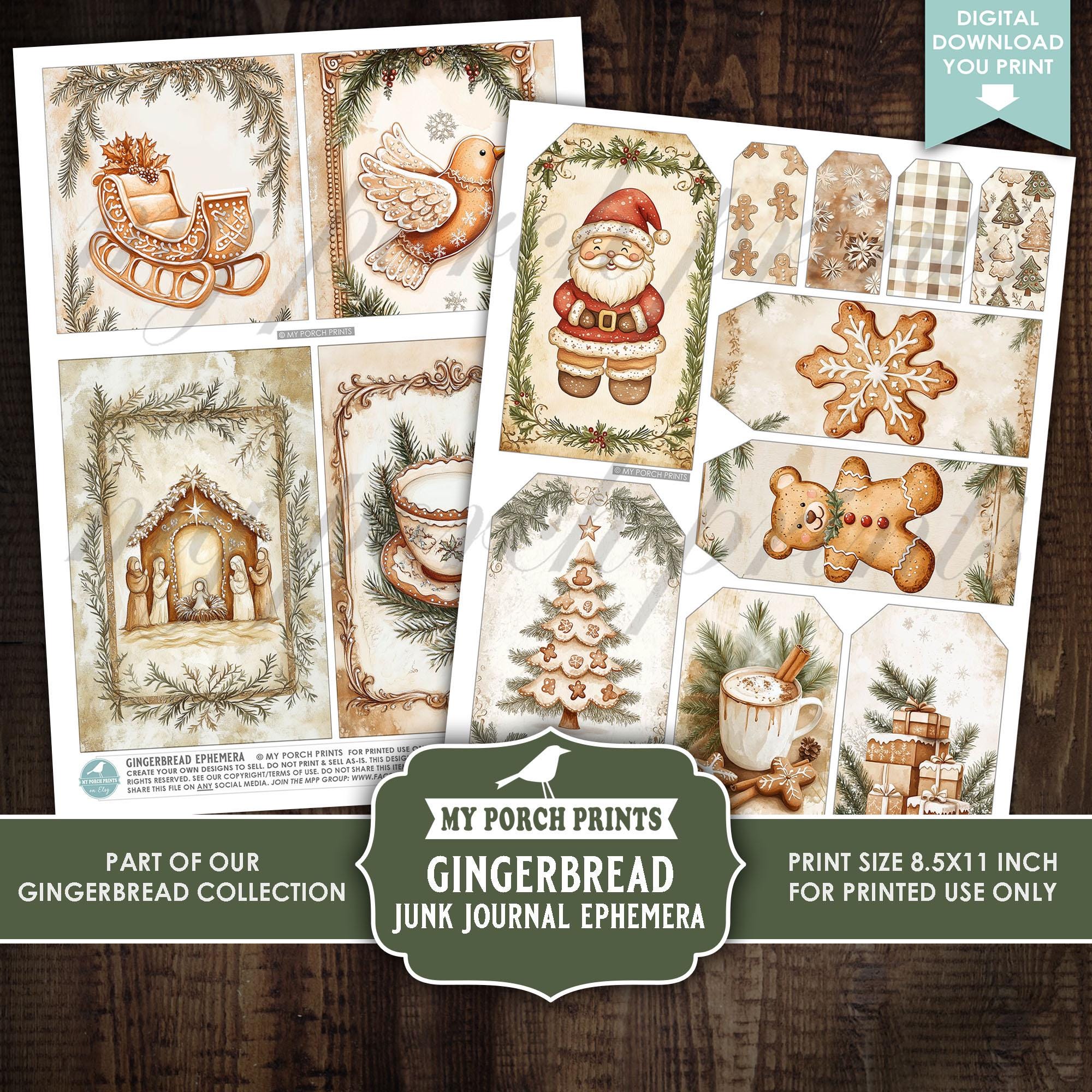 Gingerbread Junk Journal EPHEMERA, Kit, Vintage, Holiday, Cookie ...