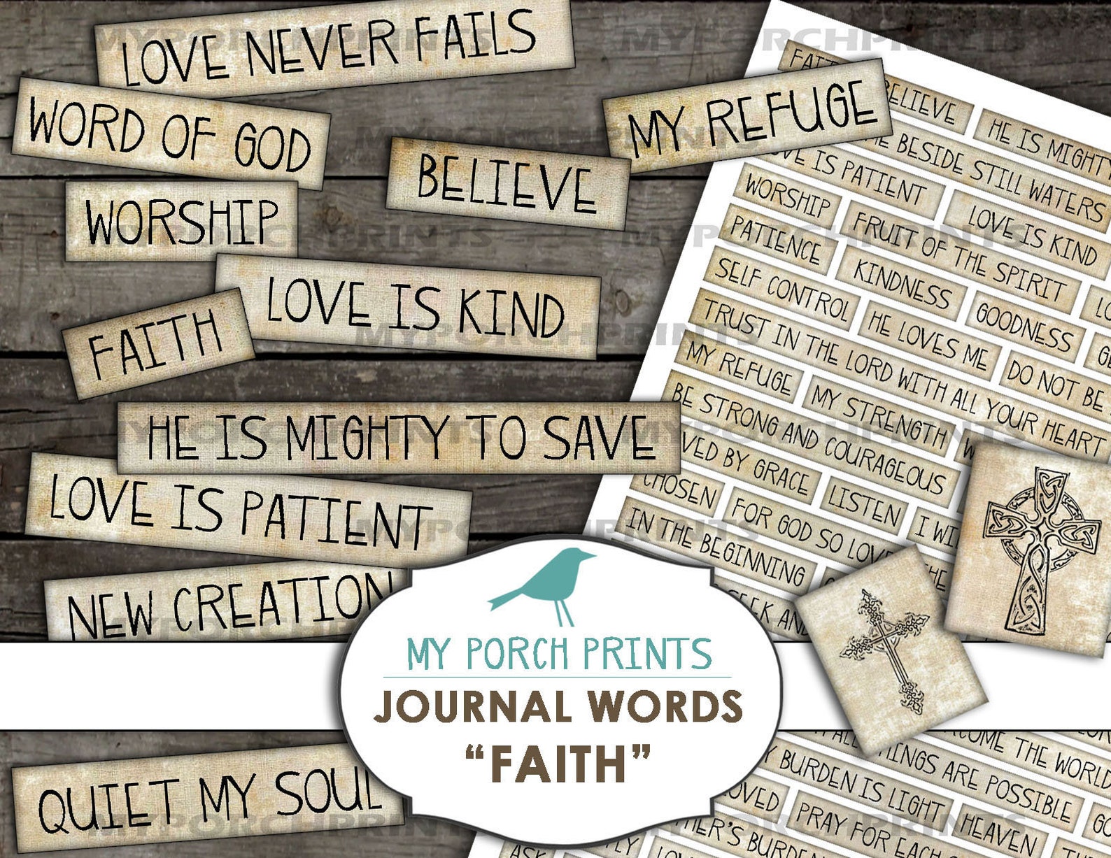 Faith Journal Words, Phrases, Inspirational, Mixed Media, Christian ...