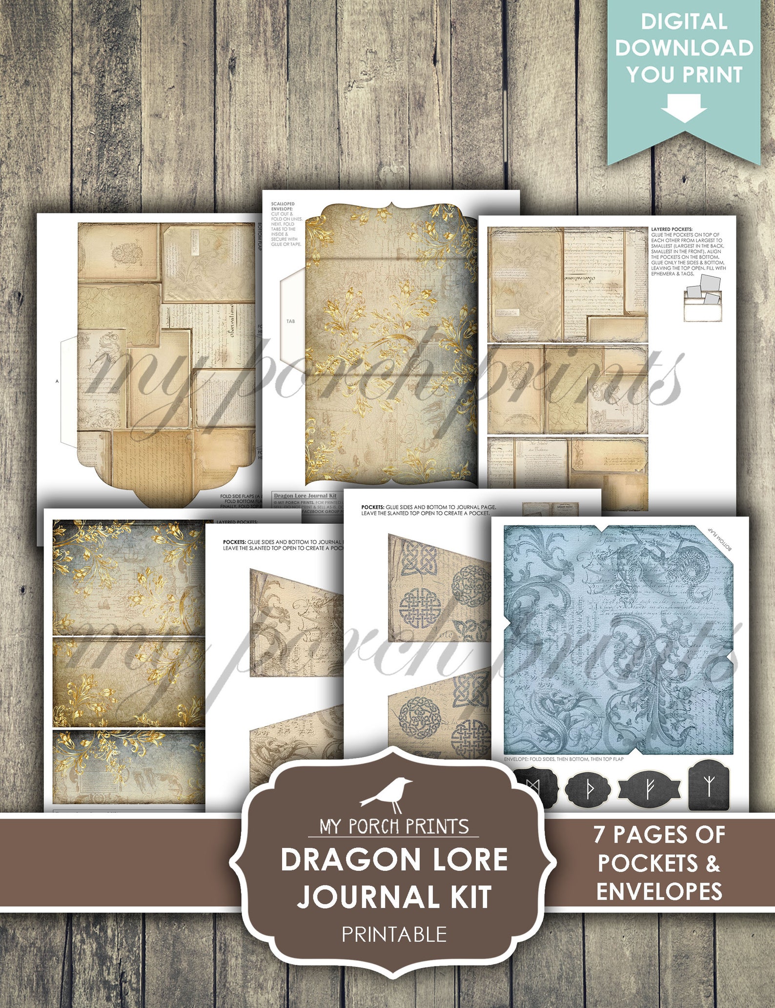 Junk Journal Kit Dragons Dragon Lore Nature Magic Boy - Etsy