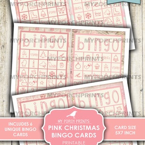 Christmas, BINGO, Cards, Game, Pink, Printable, for Families, Kids ...